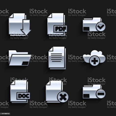 Set Document Delete File Document Folder With Minus Add Cloud Doc And Check Mark And Download
