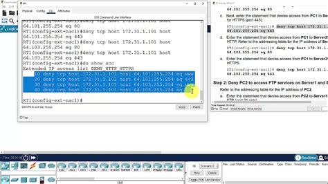 5413 Packet Tracer Configure Extended Ipv4 Acls Scenario 2 Youtube