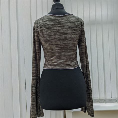 Green Long Bell Sleeve Crop Top Depop