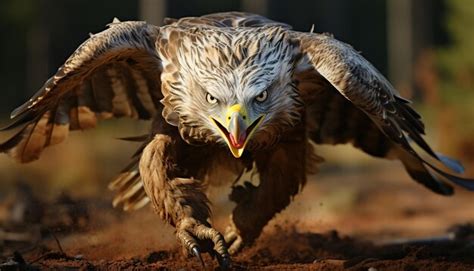 Ein majestätischer raubvogel fliegt frei sein schnabel konzentriert