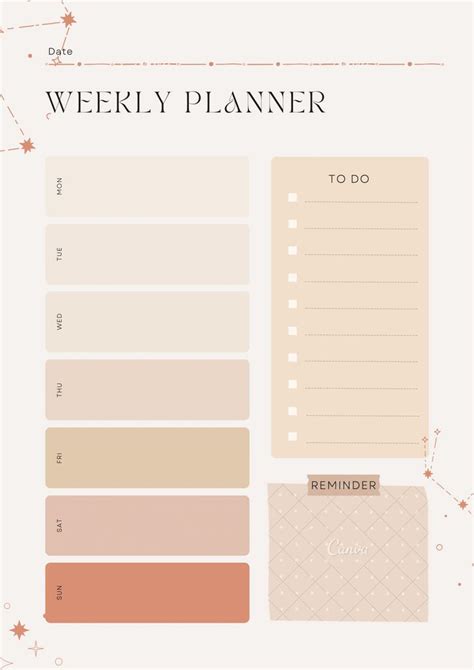 The Weekly Planner With Pink And Beige Colors