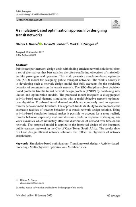 Pdf A Simulation Based Optimization Approach For Designing Transit