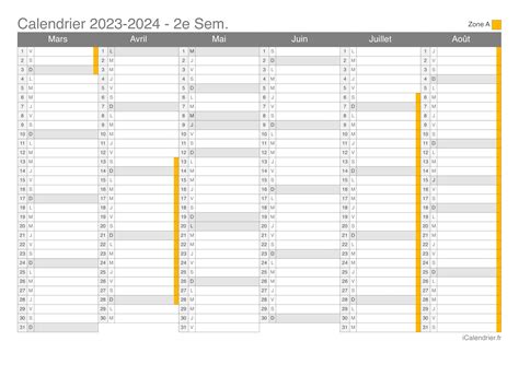Calendrier Scolaire 2023 2024 Excel Word Et PDF 53 OFF