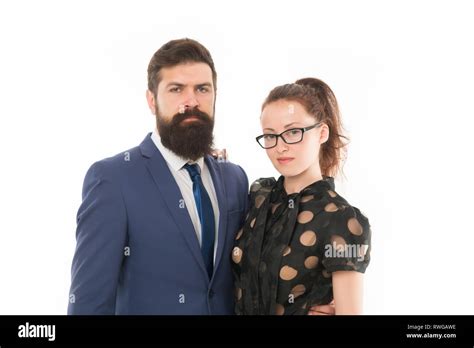 Business People Business Partners Man With Beard And Woman Visit