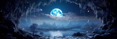 The Serenity Of A Moonlit Night In The Forest Stock Image Image Of