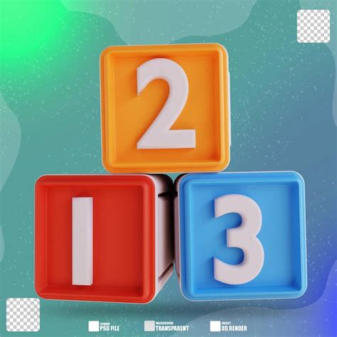 Premium Psd 3d Illustration Number Blocks