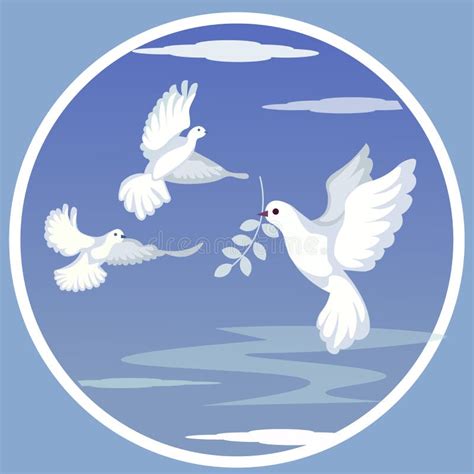 Dove With Olive Branch Vector Illustration Flat Stock Vector