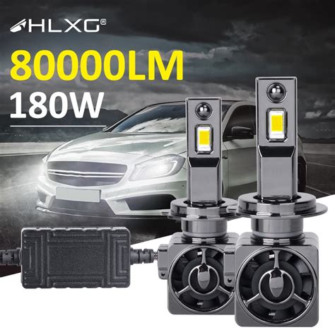 HLXG 80000LM Turbo LED H7 Canbus H4 Farol De Carro H1 H11 9005 9006 HB3