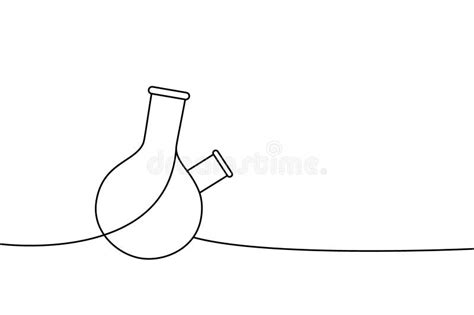Two Neck Round Bottom Flask One Line Continuous Drawing Laboratory