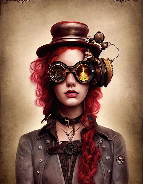 Steampunk Redhead 3 Digital Art By Ron Weathers Pixels