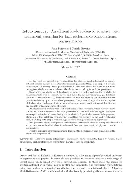 Pdf Refficientlib An Efficient Load Rebalanced Adaptive Mesh