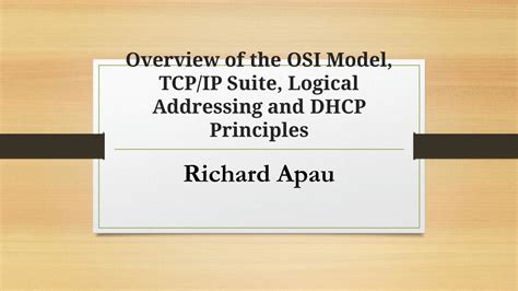 Solution Overview Of Osi Network Model Tcp And Dhcp Principles