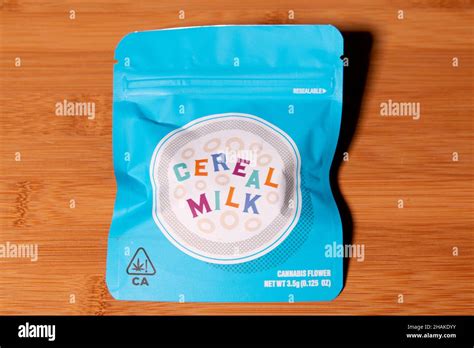 Package Of Cereal Milk By Cookies Legal Cannabis From California Stock