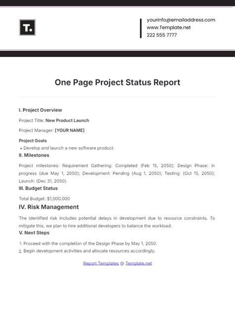 Free Major Project Status Report Template To Edit Online