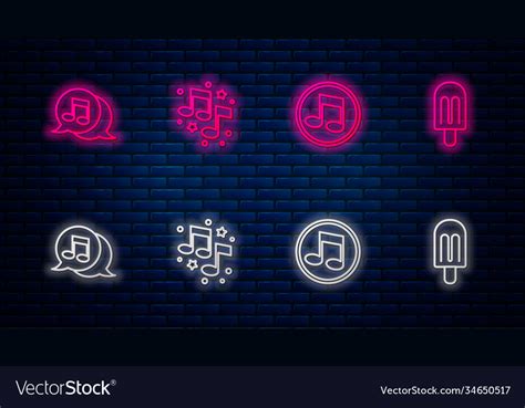 Set Line Music Note Tone Musical In Speech Vector Image