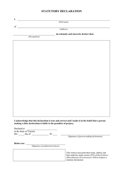 Statutory Declaration Form Word