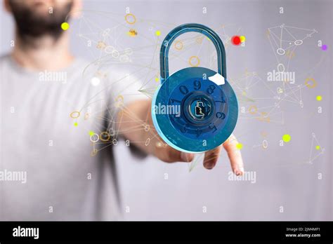 A Person S Finger Touching A 3D Rendered Security Concept With Floating