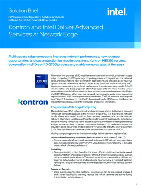 Kontron And Intel Deliver Advanced Services At Network Edge