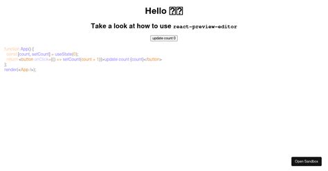 React Preview Editor Example Forked Codesandbox
