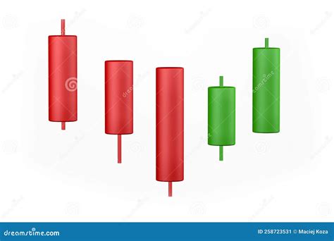 An Illustration Of A Three Dimensional Red Green Candlestick Chart On A