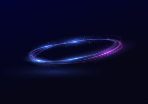 Neon Swirl Curve Blue Line Light Effect Abstract Ring Background With