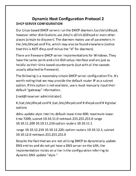 Dynamic Host Configuration Protocol 2 Dinitdhcpd Or Even Other
