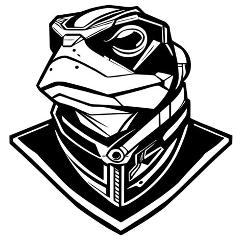 Line Drawing Of Robot Frog Bust In 34 Profile Vector Illustration