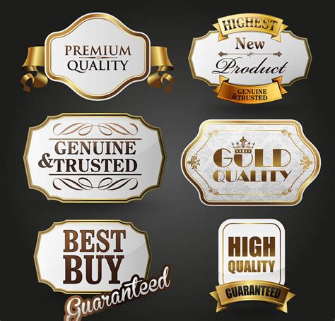 White With Golden Labels Retor Vector Free Download