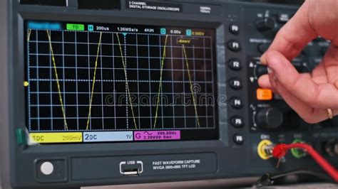 Adjusting Waveform On Digital Oscilloscope Stock Footage Video Of