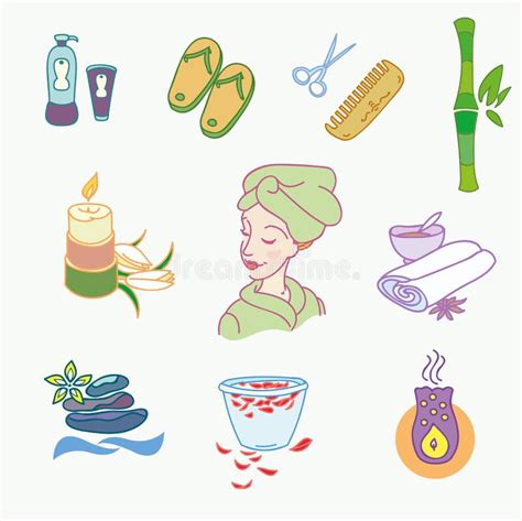 Spa Doodle Hand Drawn Sketch Icons Set With Stock Vector Illustration