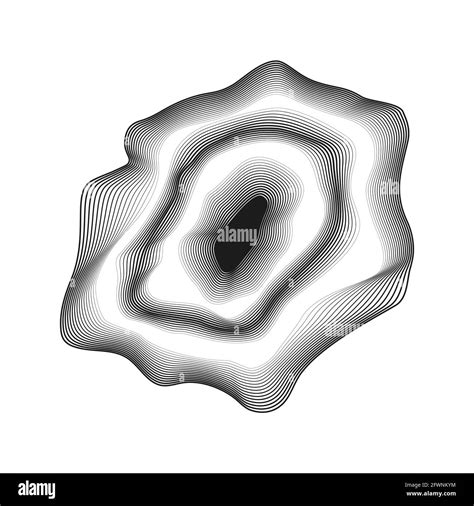 Concentric Black Wavy Lines That Makes A Rounded Abstract Organic Shape Halftone Lines With