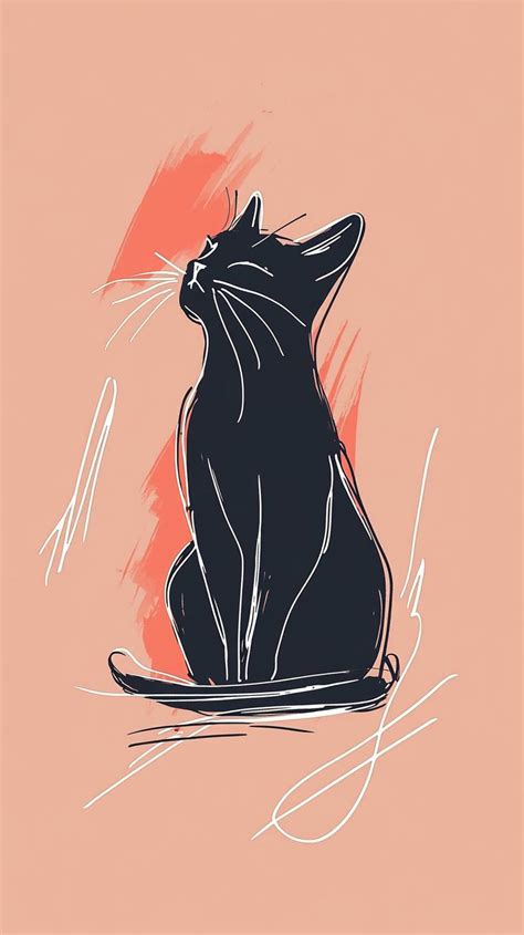 추상적인 미니멀리스트 스타일의 고양이 전신 초상화