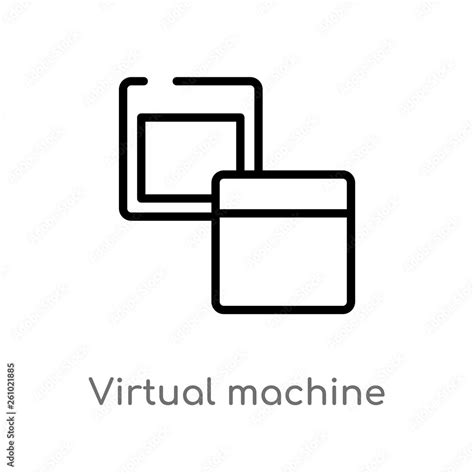 Outline Virtual Machine Vector Icon Isolated Black Simple Line Element