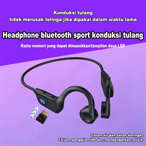 Jual Headset Earphones Headphone Bluetooth Bone Conduction Earphone Headset Bluetooth Headphone
