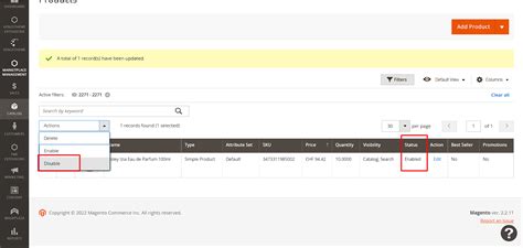 Bulk Disable Multiple Magento 2 Products By Phpmyadmin Srapsware