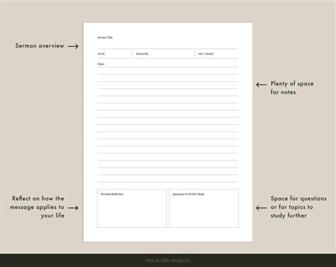 Printable Sermon Notes Template A4 A5 Us Letter And Half Letter