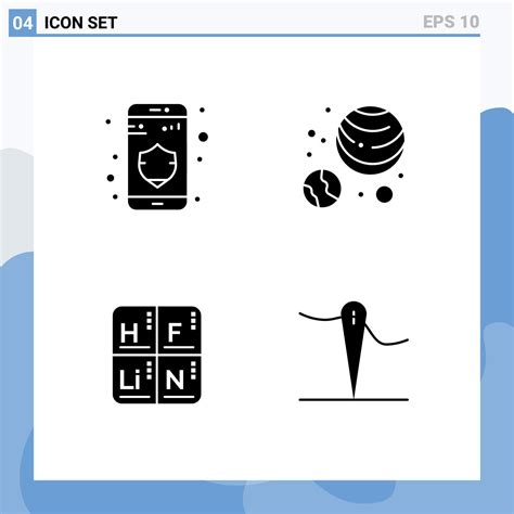 Modern Set Of 4 Solid Glyphs And Symbols Such As Data Medical Planets