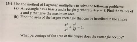 solved 13 1 use the method of lagrange multipliers to solve