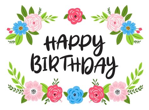 생일 축하합니다 평면 디자인 일러스트 레이션 무료 벡터