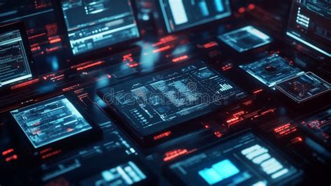futuristic digital interface screens technology data network background
