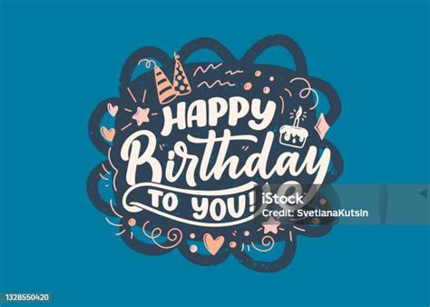 생일 축하를 위한 레터링 슬로건 기프트 카드 포스터 및 인쇄 디자인을 위한 손으로 그린 문구 현대 서예 축하 텍스트 벡터 개념에 대한 스톡 벡터 아트 및 기타 이미지