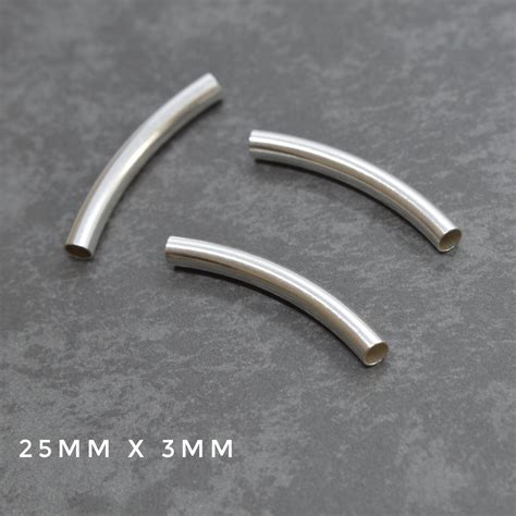925 Sterling Silver Curved Tube Spacer Beads 15mm 18mm Etsy