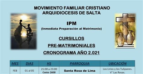 Movimiento Familiar Cristiano Salta Cronograma Anual 2021 Cursillo Pre