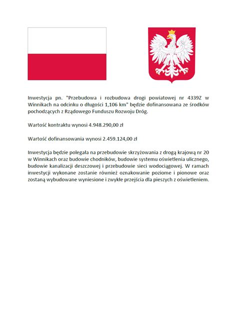 Przebudowa i rozbudowa drogi powiatowej nr Z w Winnikach na odcinku o długości km