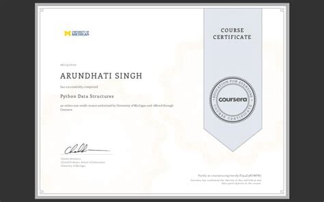 Arundhati Singh On Linkedin Completed The Course Python Data Structures On Coursera