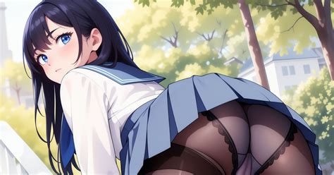 Aiイラスト ローアングルからの黒スト越しのパンツ尻3 ゲエリラのイラスト Pixiv