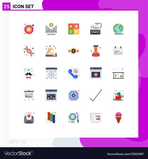 Editable Line Pack 25 Simple Flat Colors Vector Image