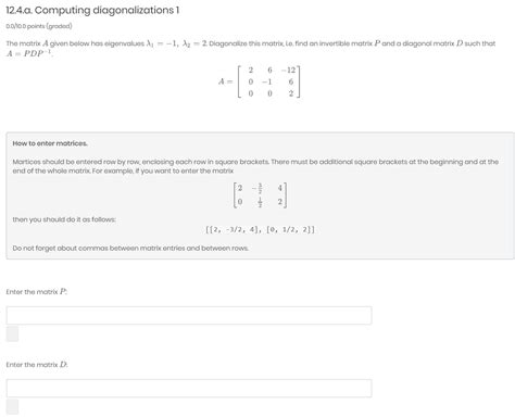 Solved 124a Computing Diagonalizations 1 00100 Points