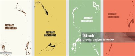 벡터 일러스트 레이 션입니다 창조적 인 예술적 지저분한 배경 세트입니다 컬러 잉크가 더러워졌습니다 전단지 전단지 바우처 쿠폰을 위한 디자인 요소 역동적 인 예술적 벽지