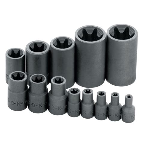 1 4 3 8 And 1 2 In Dr Female E Torx Socket Set 13 Pc By Sk Hand Tool